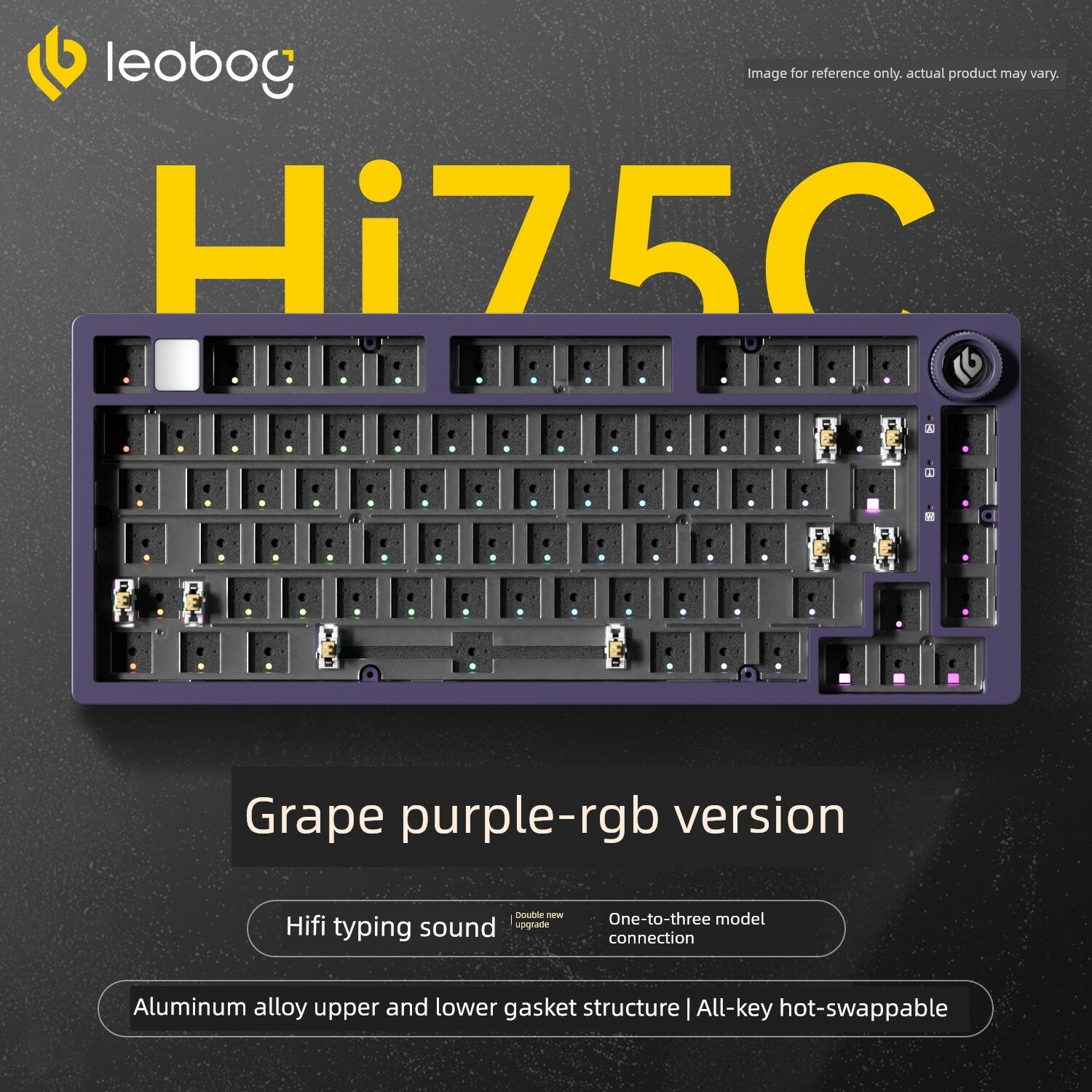 LEOBOG Hi75C 3-Mode Механическая Клавиатура с RGB Подсветкой Винный Цвет Набор Беспроводная Игровая Для Рабочего Стола