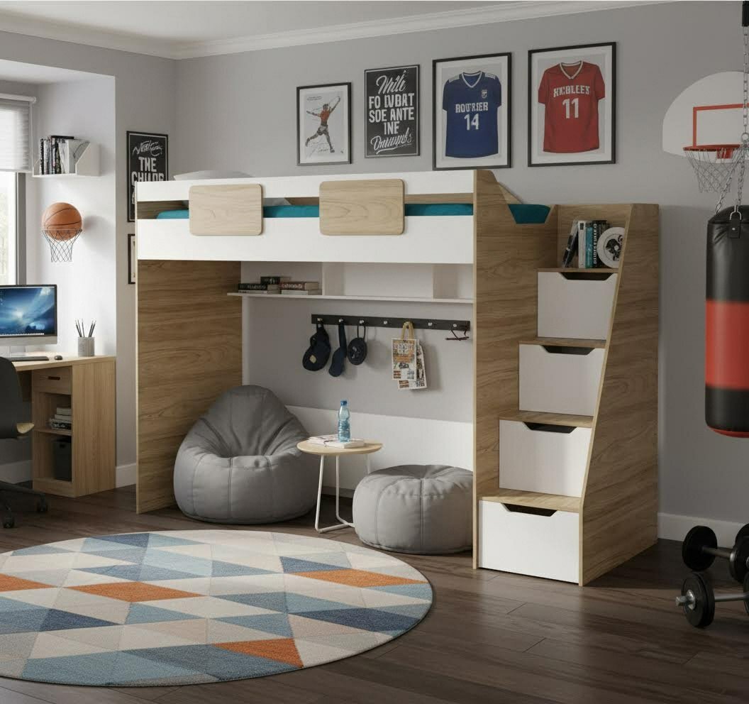 Кровать-чердак коллекции Мозаика 190х90