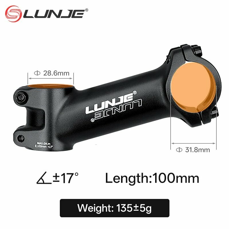 LUNJE Вынос руля для MTB из алюминиевого сплава 60/70/80/90/100/110 мм 10/17/25/35 17Degree-100mm