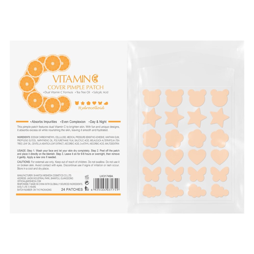 Дышащие невидимые патчи от прыщей, наклейки от прыщей для ухода за лицом, 24 шт, индивидуальные