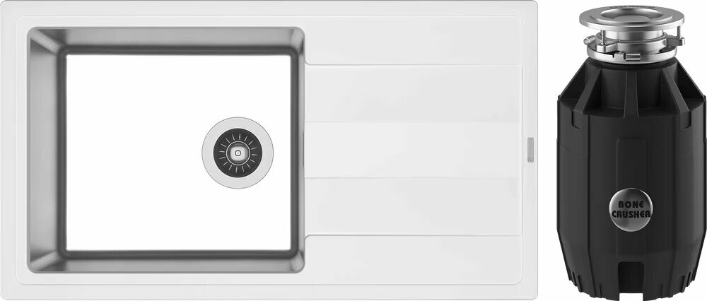 Комплект Мойка Florentina Комби 860, жасмин / Измельчитель Bone Crusher BC 910-AS