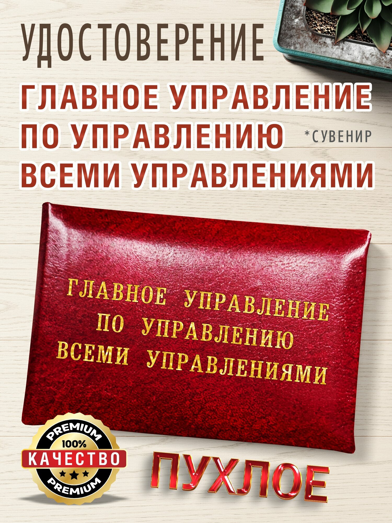 Удостоверение "Главное управление по управлению всеми управлениями" в подарок другу, мужу, коллеге, пухлая корочка