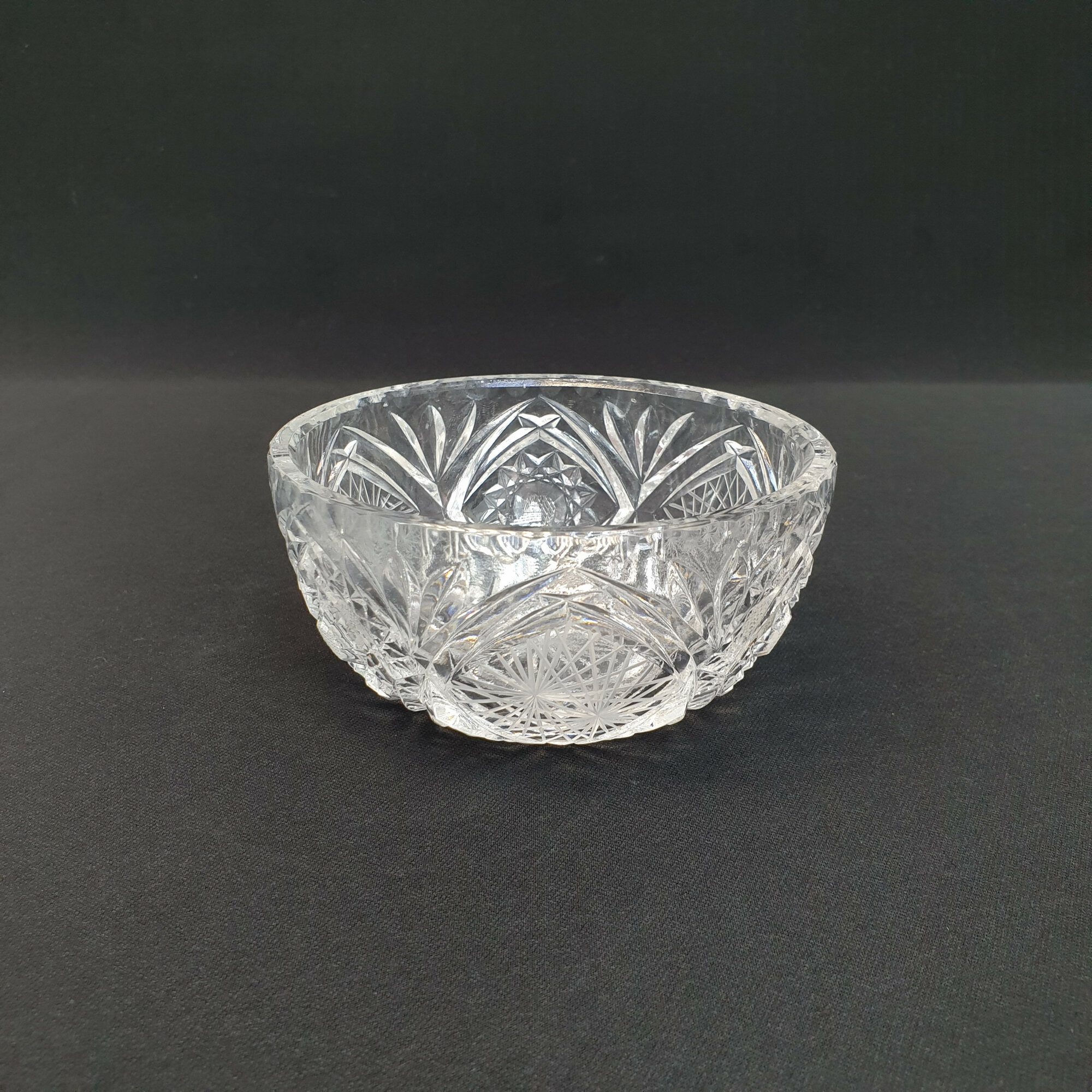 Винтажная ваза конфетница, хрусталь 11 см, СССР