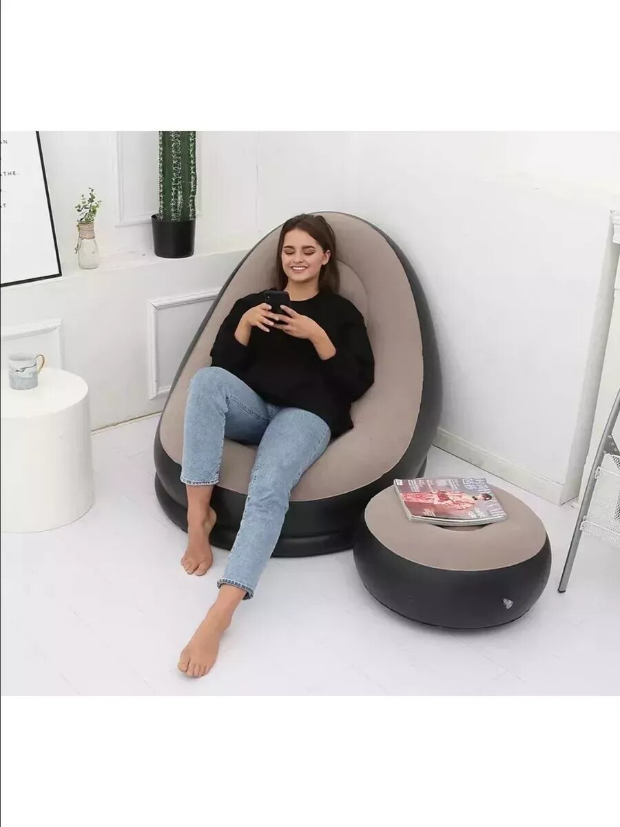 Надувное кресло с пуфиком