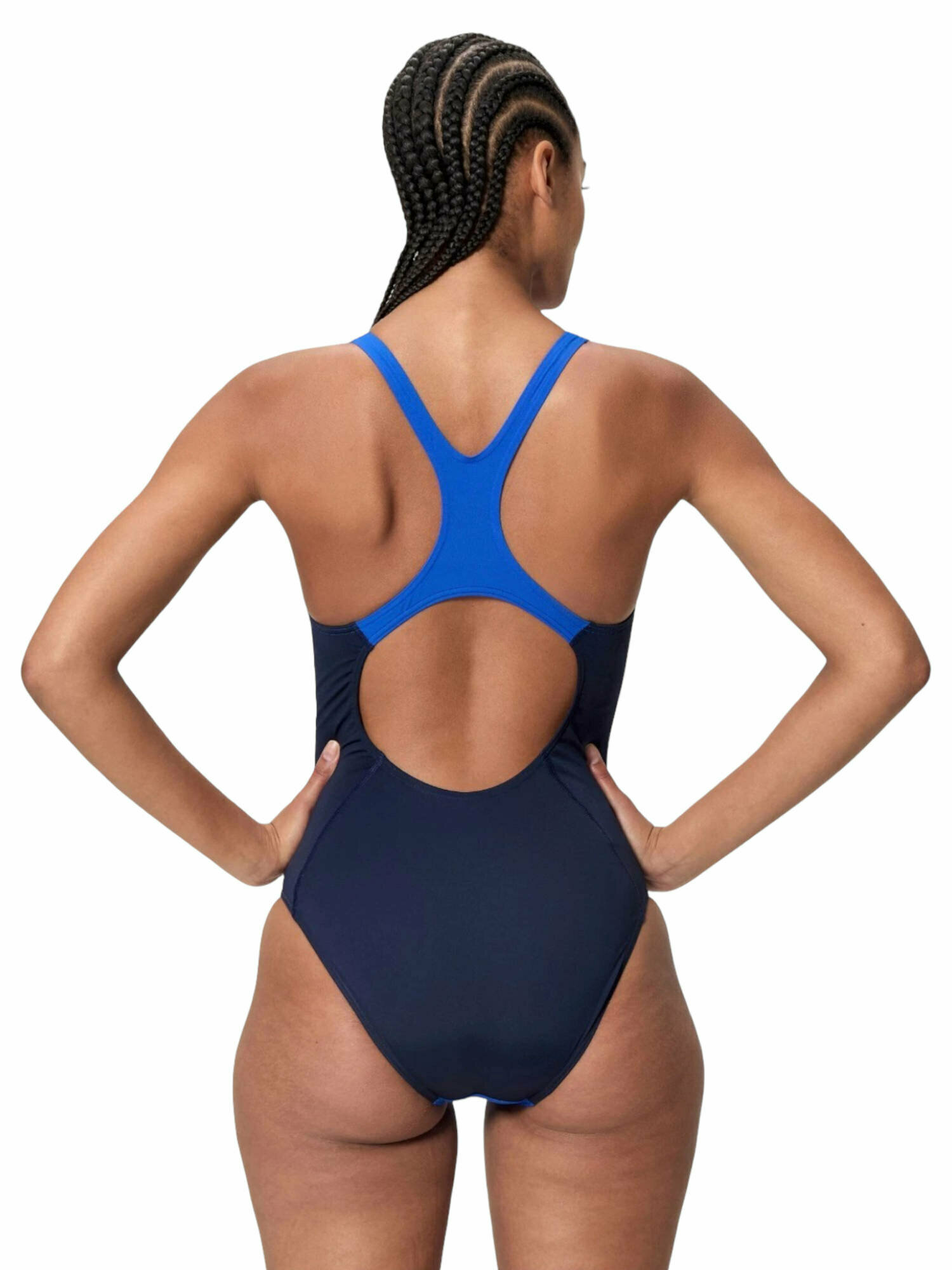 Купальник Speedo Medalist solid splice, размер 44 INCH, темно-синий/голубой — фото 1