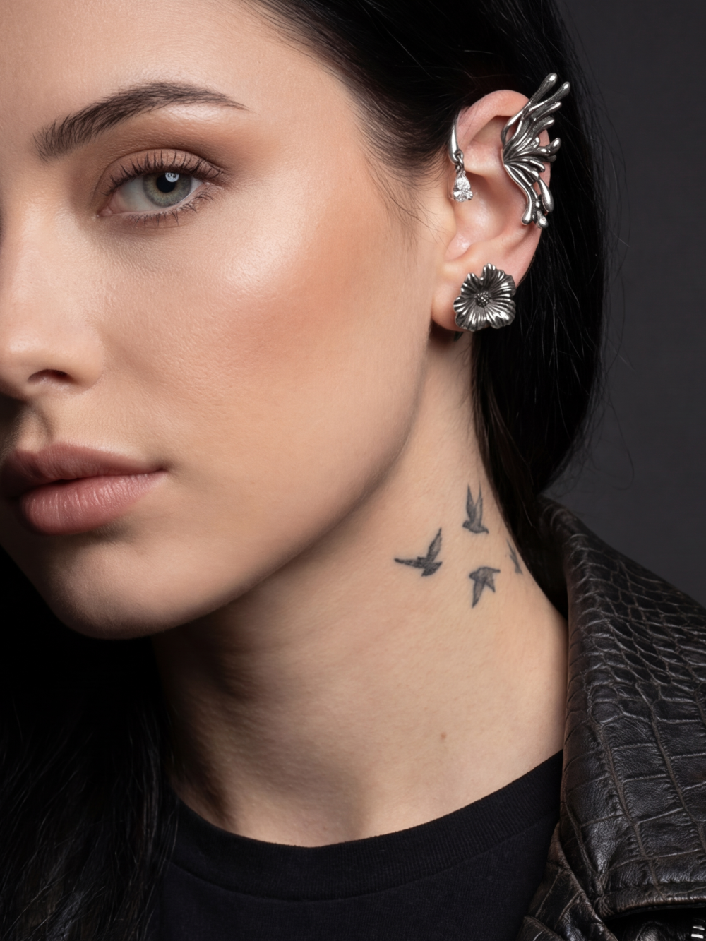 Моносерьга кафф, фианит