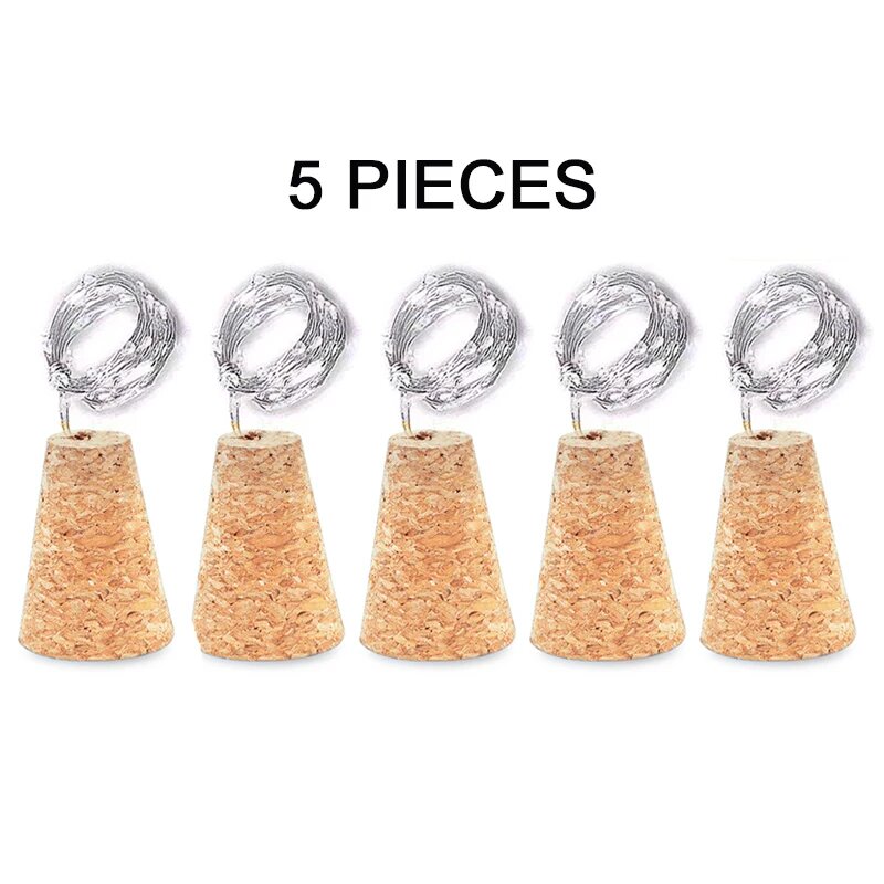 Деревянные светодиодные гирлянды TIKLEE для бутылок вина 5 pcs White, 2meter 20leds