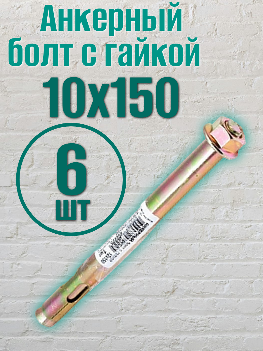 Анкерный болт с гайкой 10х150 (6 шт)