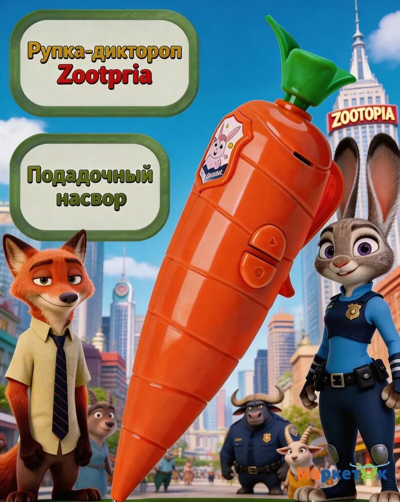 Ручка-диктофон Морковка из Зверополиса: перезаписываемая, записывающая Джуди Хопс, канцтовары для школы, подарок для детей , Подарок на 1 июня