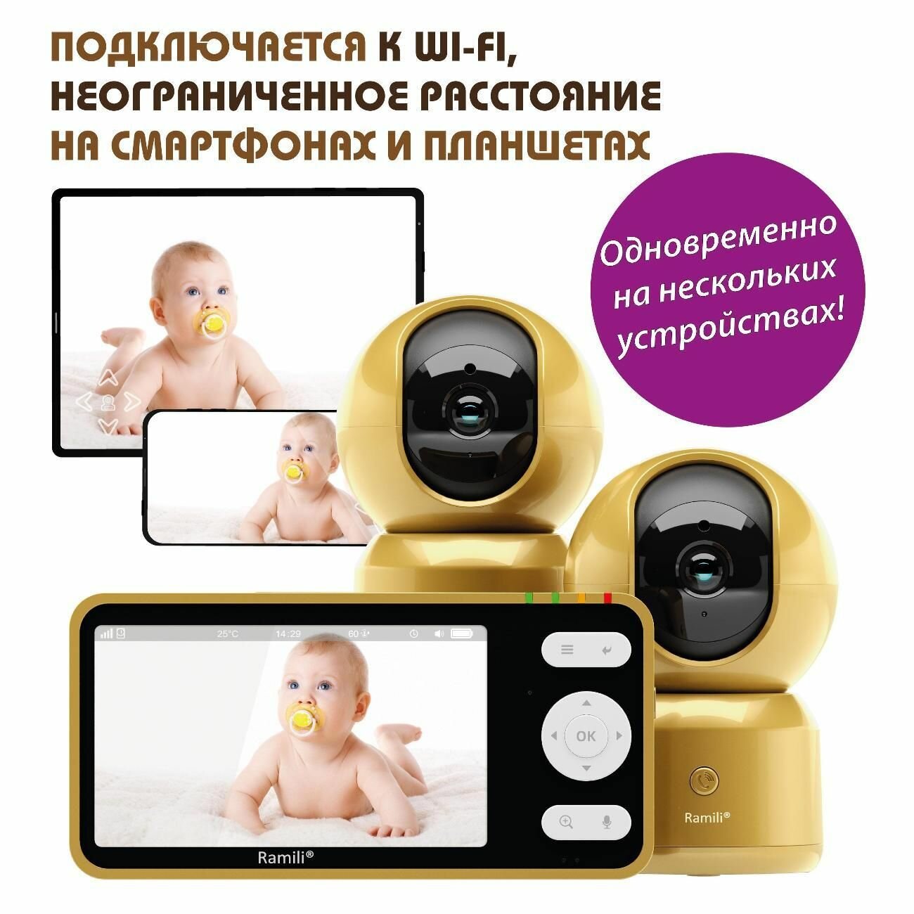 Видеоняня Ramili RV1500X2GOLD