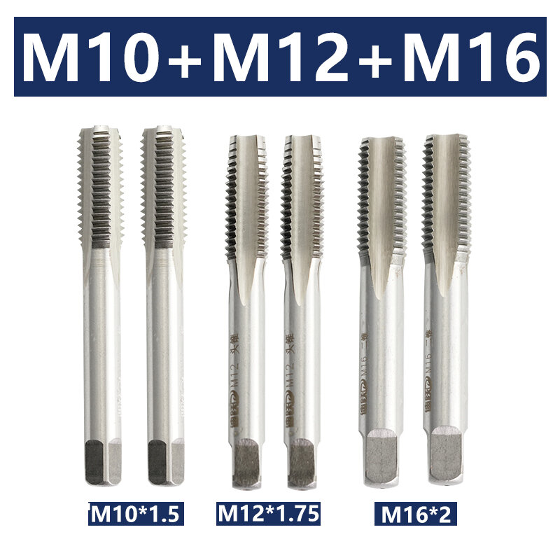 Набор метчиков для резьбы M10, M12, M16 с мелкой резьбой, включает ключ для нарезки резьбы