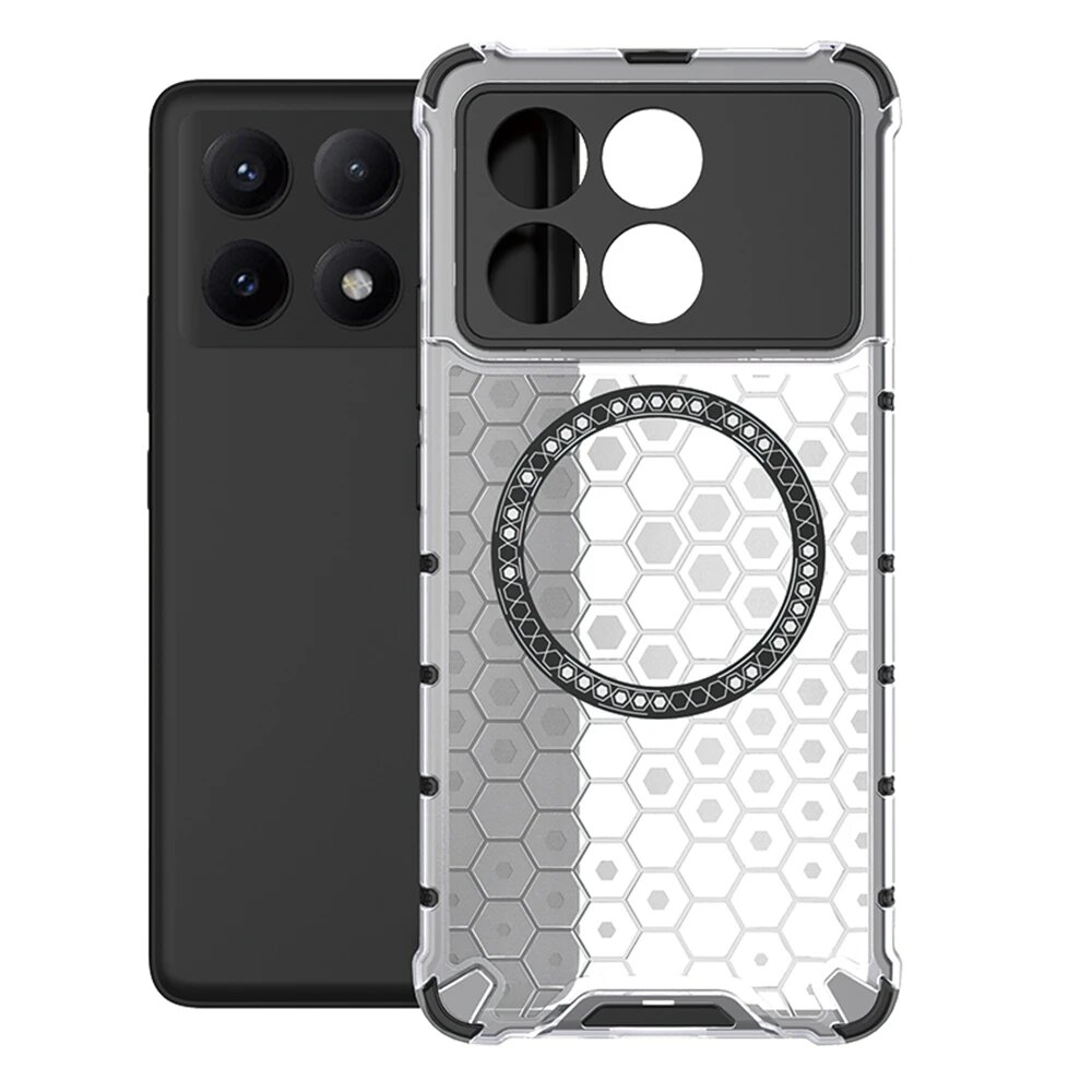 Прозрачный чехол с магнитом для Poco X6 Pro, черный