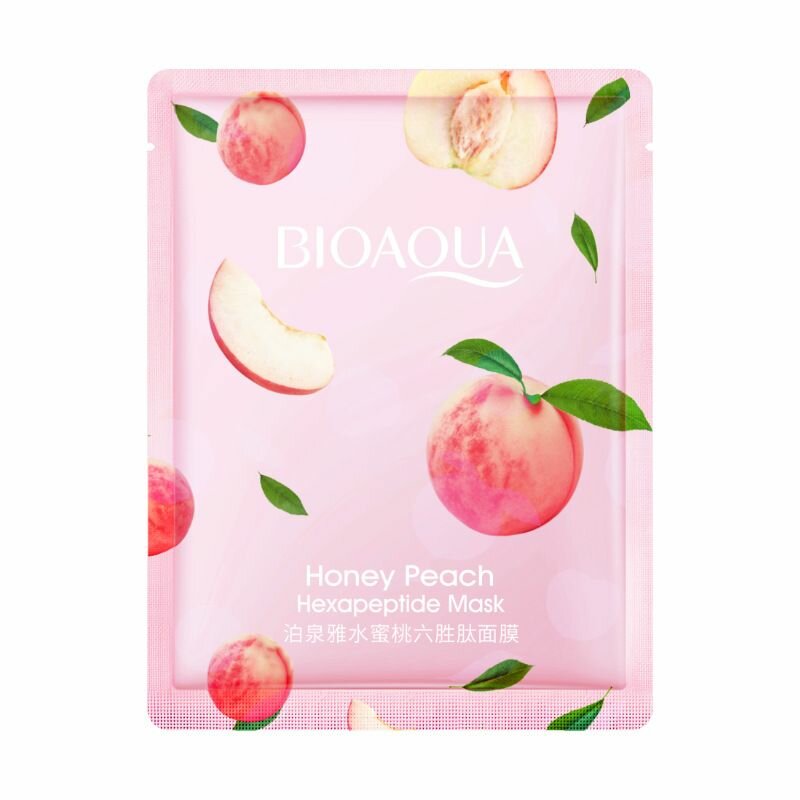 HONEY PEACH Hexapeptide Mask, BIOAQUA (медовый персик Гексапептидная тканевая маска для лица), 25 г.