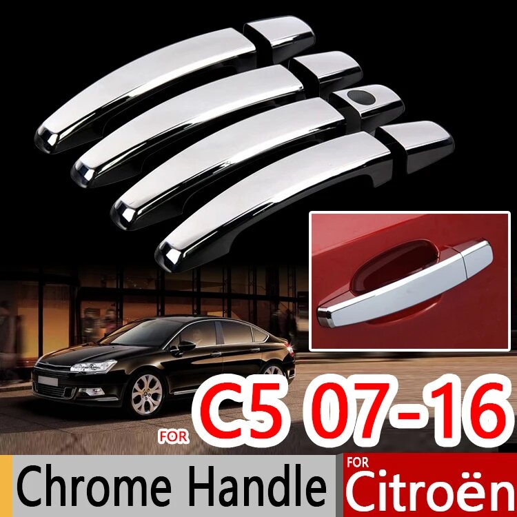 Для Citroen C5 2007-2016 хромированные накладки на ручки, набор из 4 шт, автомобильные аксессуары для универсал, наклейки, Стайлинг автомобиля 2009 2010 2011 2013