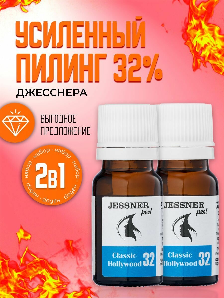 Trend Cosmetics Набор 2в1 Кислотный (химический) пилинг для лица и тела: 2шт. Пилинг Джесснера Classic Hollywood 32%