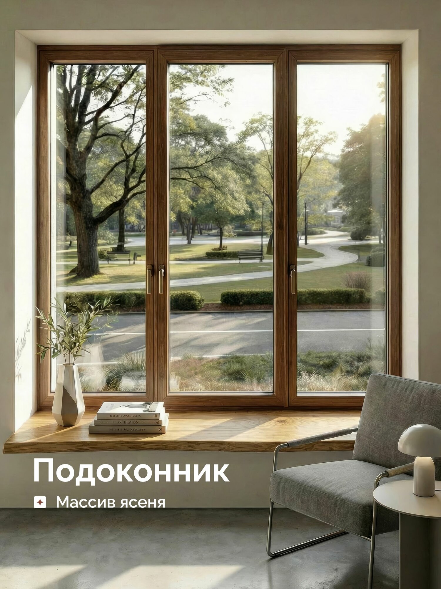 HOLZTAG Подоконник из ясеня с живым краем 4х25х90см, Слэб ясеня.