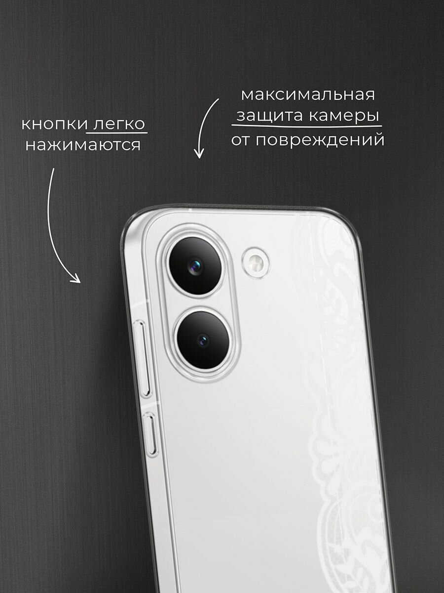 Чехол на Poco X8 Pro / Поко X8 Про с принтом Черное кружево, прозрачный — фото 1