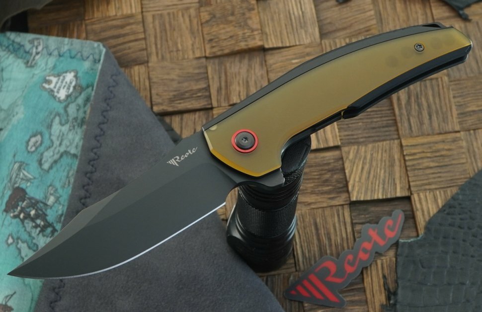 Складной нож Reate Knives Jack Jr, сталь CPM S30V, DLC, рукоять алюминий/ультем/красное кольцо