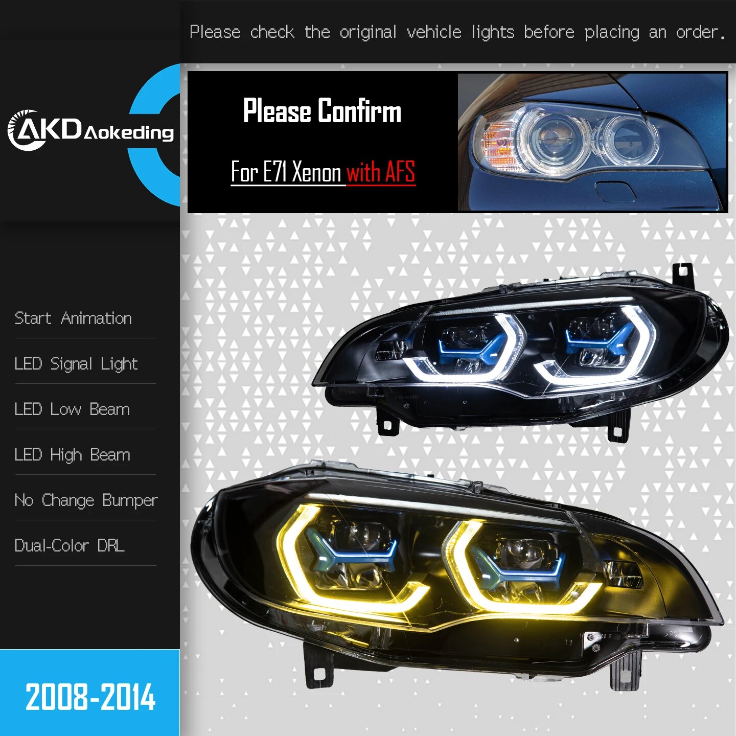 Фара AKD Car Styling для BMW X6 фары 2007-2013 E71 LED фара проектор AngelEye DRL сигнал автомобильные аксессуары