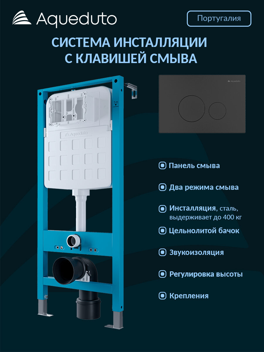 Комплект AQUEDUTO Инсталляция TECNICA Novo с панелью смыва CIRCULO Novo, черный матовый TEC11CIR0240