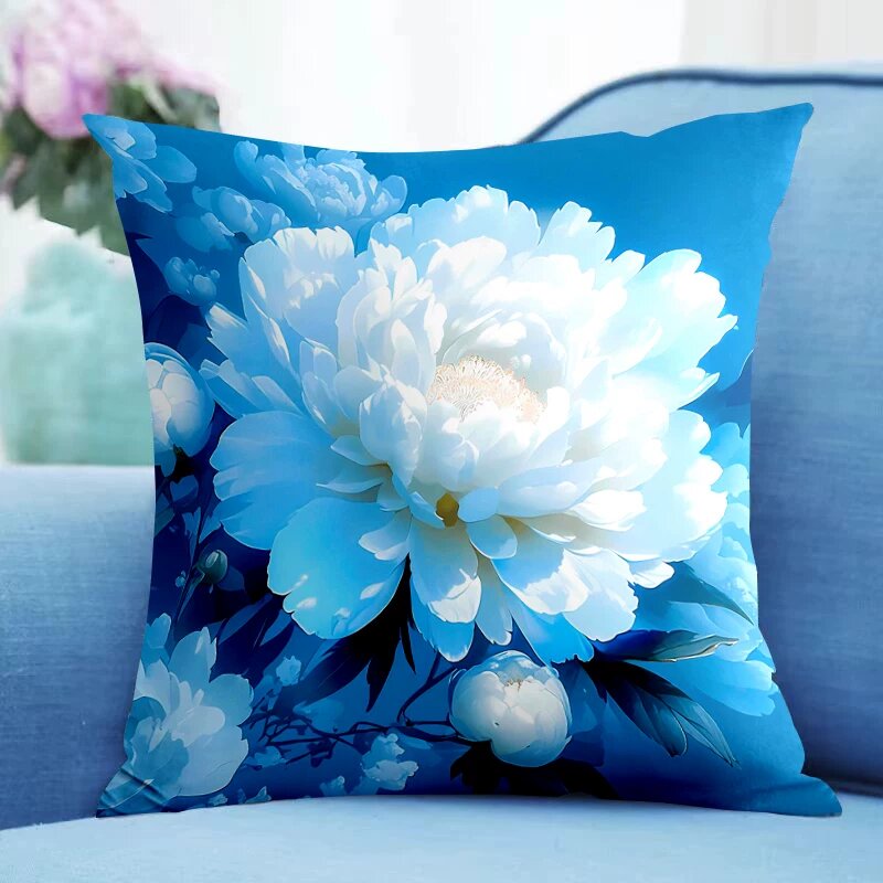 Мини подушка с цветочным узором пиона, 30x30 см, двусторонняя, новая китайская стилистика для интерьера