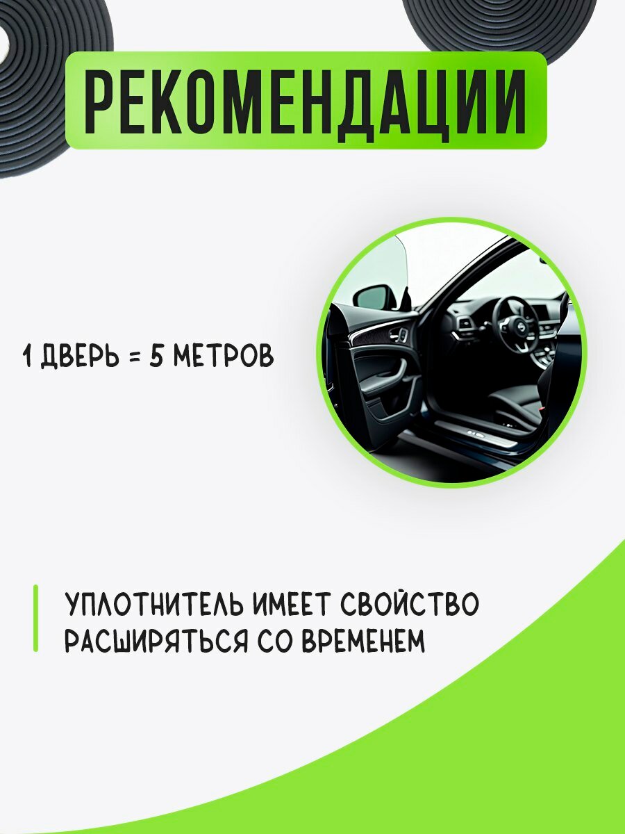 Уплотнитель резиновый пористый 8 мм, 10 метров