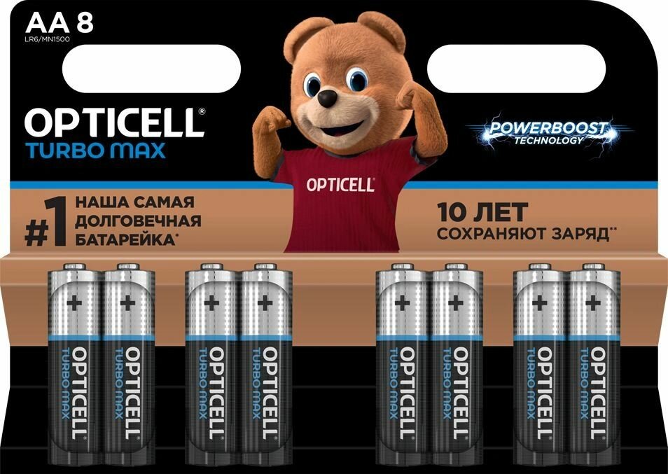 Элемент питания алкалиновый AA/LR6 (блист. 8шт) Turbo Max Opticell 6053007