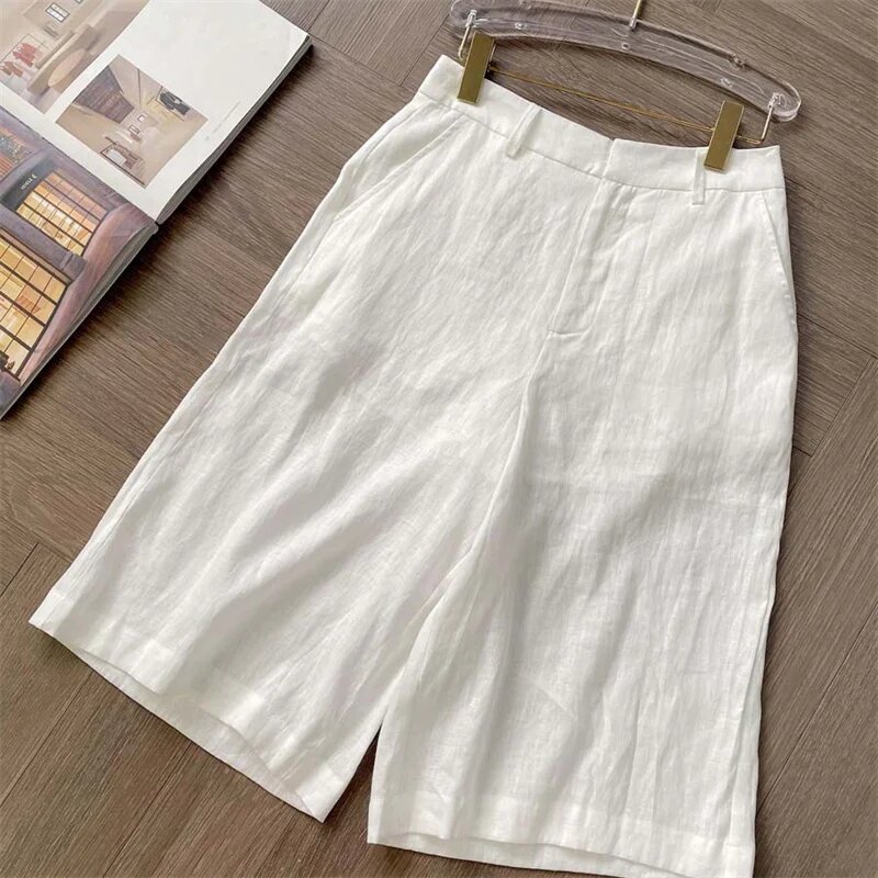 Льняные шорты женские прямые, цвет Pants, размер S