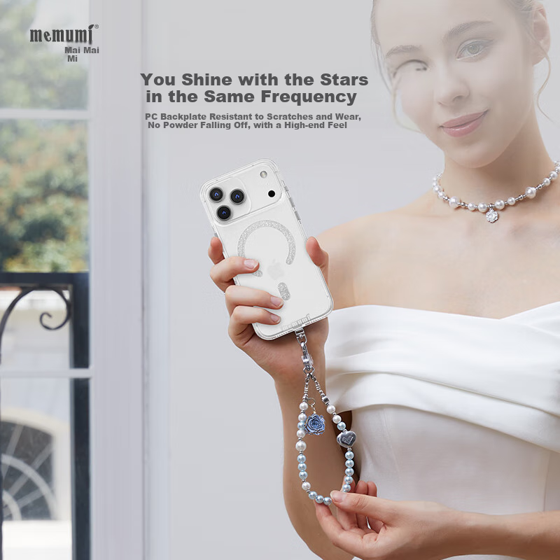 Memumi iPhone 17 Pro прозрачная магнитная мягкая чехол - ультратонкий роскошный серебристый чехол с защитой от