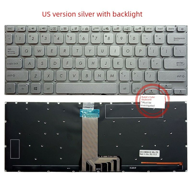Подходит для клавиатуры ASUS Y4200FB/DA A409, X409UA/FA/JA, X415, V4200J/E, M4200U (Применимая модель) (серебристый/с