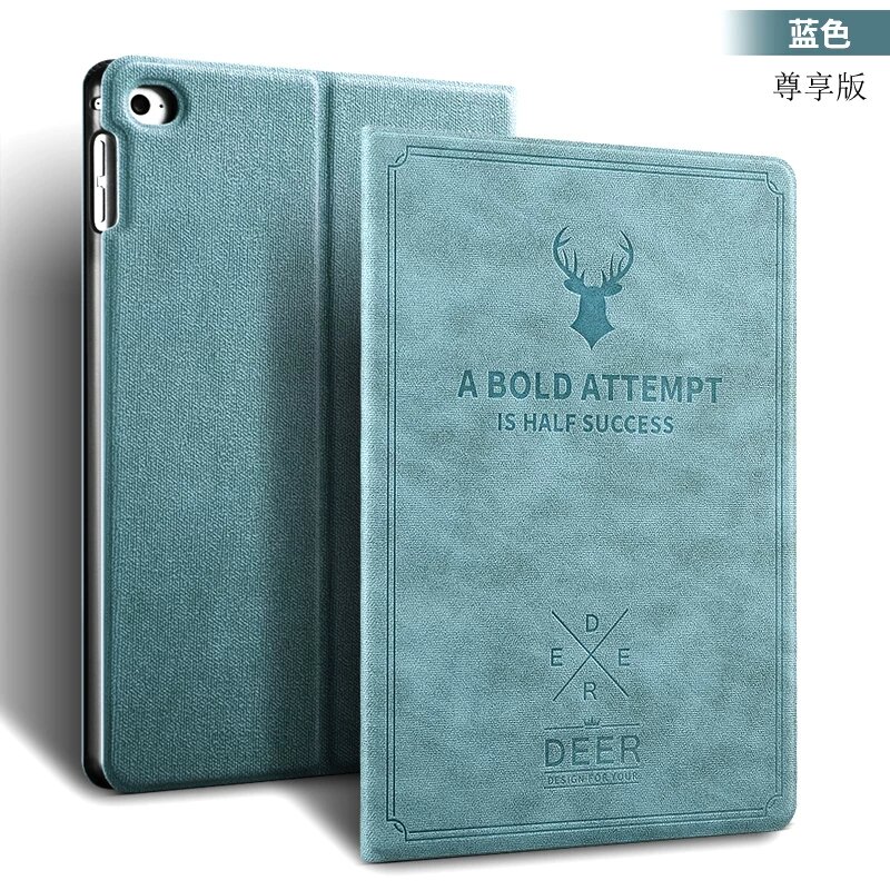 Силиконовый чехол для iPad 6th Gen (A1893/A1954) с элегантным узором оленя - Синий, включая закаленное стекло