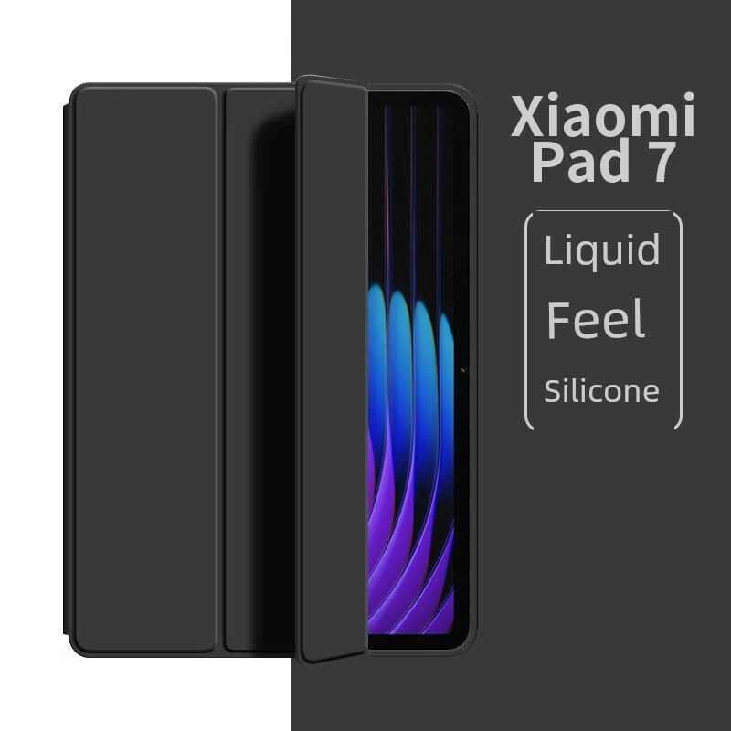 Чехол для Xiaomi Redmi Pad 10,6 дюйма из жидкой силиконовой резины, трехсекционный, ударопрочный, премиум черный