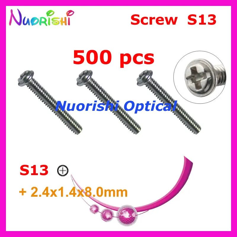 Винты Nuorishi S13 2.4x1.4x8.0mm, 500 шт, Silver Plus head