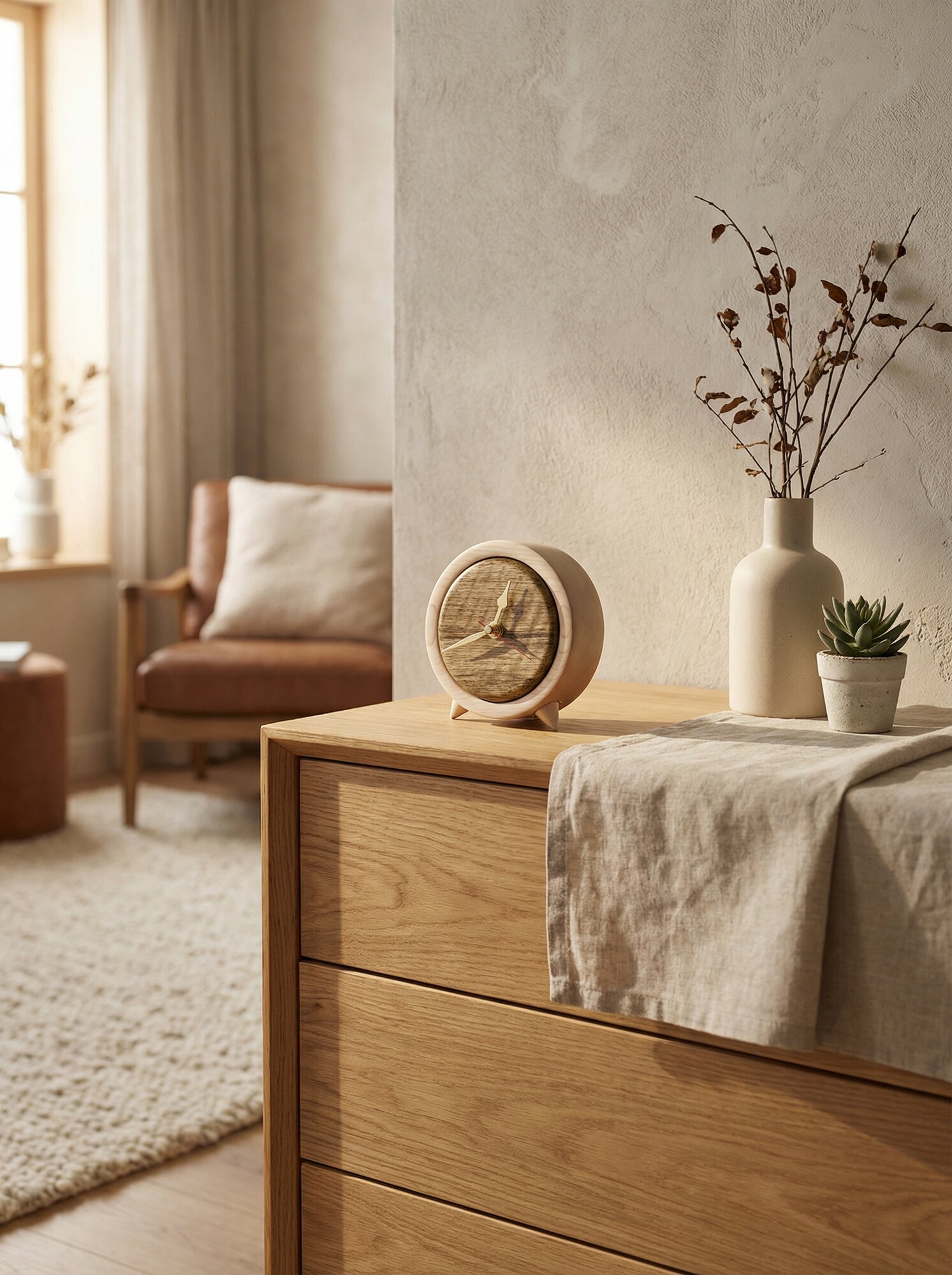 Дизайнерские настольные часы Stylish Nature из дерева, бесшумные