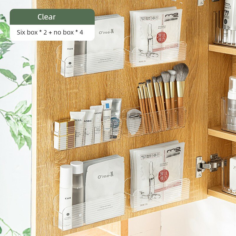 Настенный органайзер для масок с держателем для помады, набор 4 маски + 2 помады, с клейкой основой