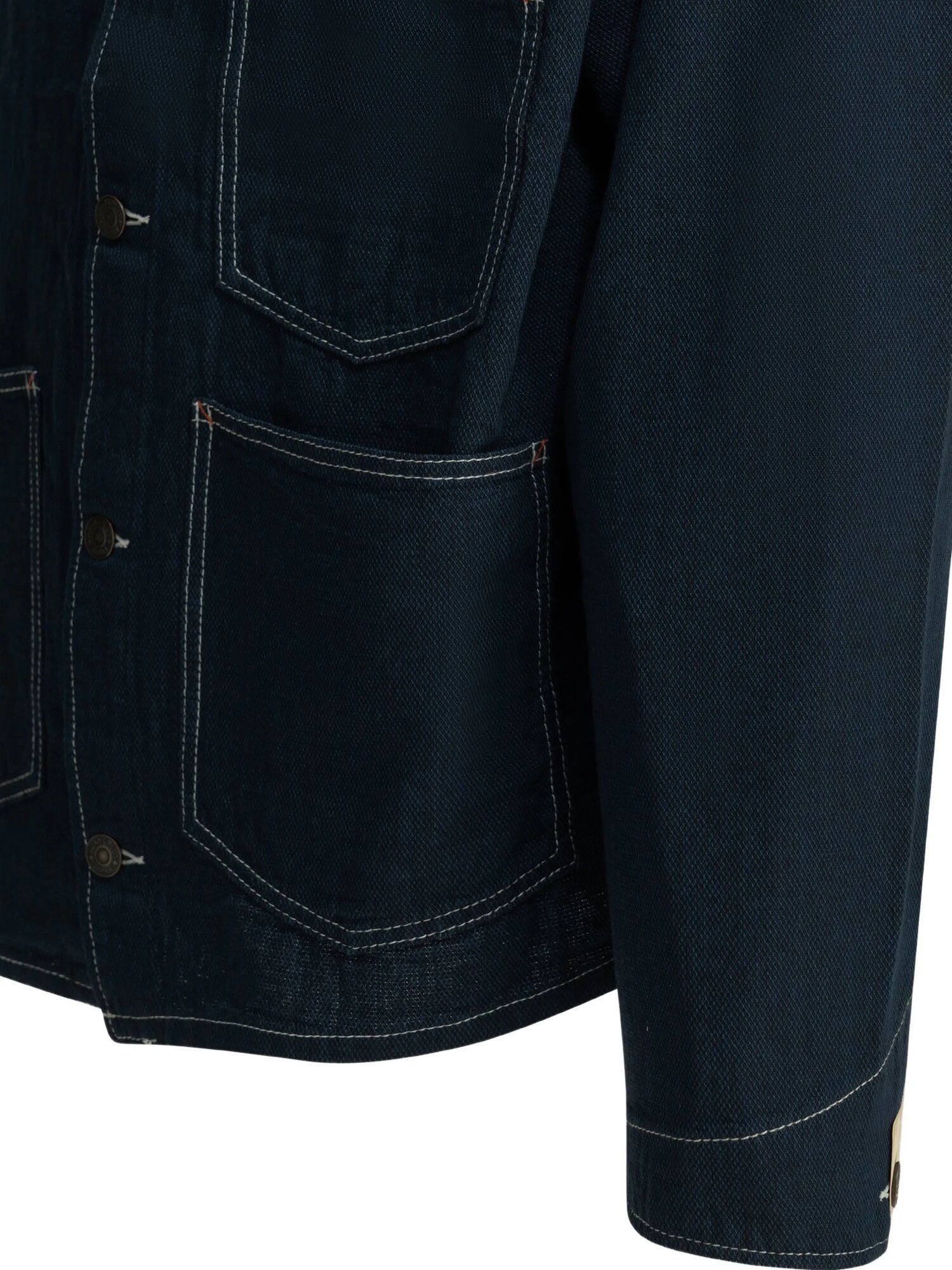 Куртка Beams Plus  Contrast-stitch collarless jacket, размер 52, blue — фото 1