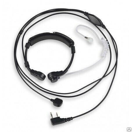 Гарнитура - ларингофон раздвижная с выносной кнопкой для раций Baofeng/Kenwood/TYT (2-Pin)