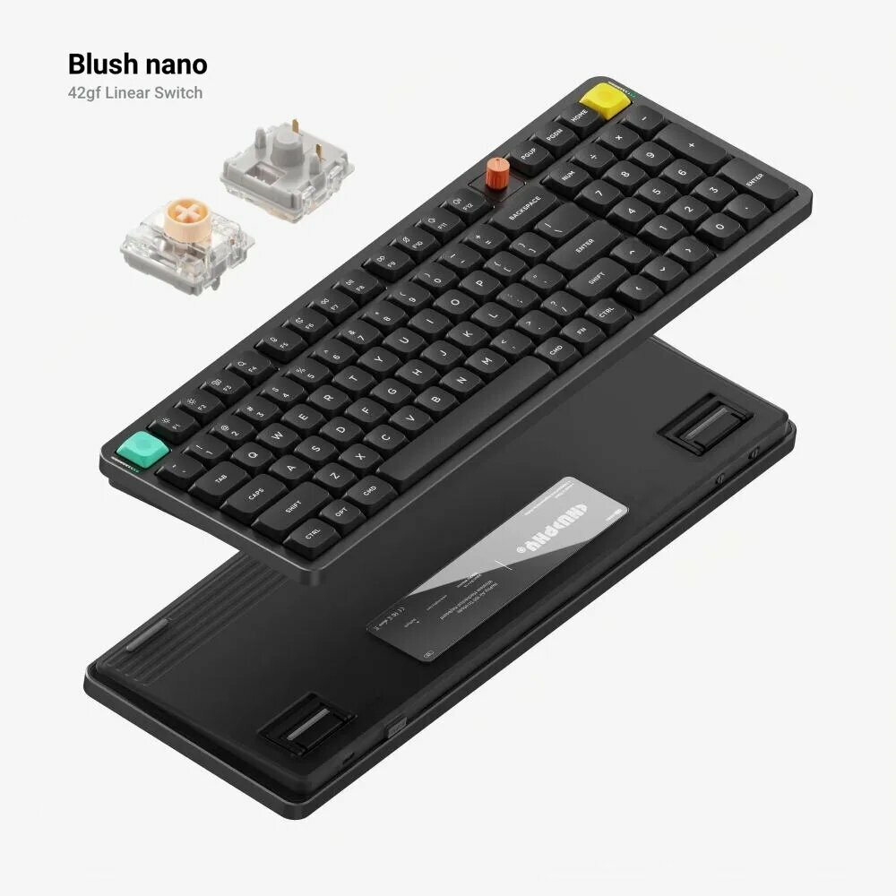 NuPhy Игровая клавиатура беспроводная Air100 V3 Blush Nano Silent Switch, Английская раскладка, черный, светло-бежевый