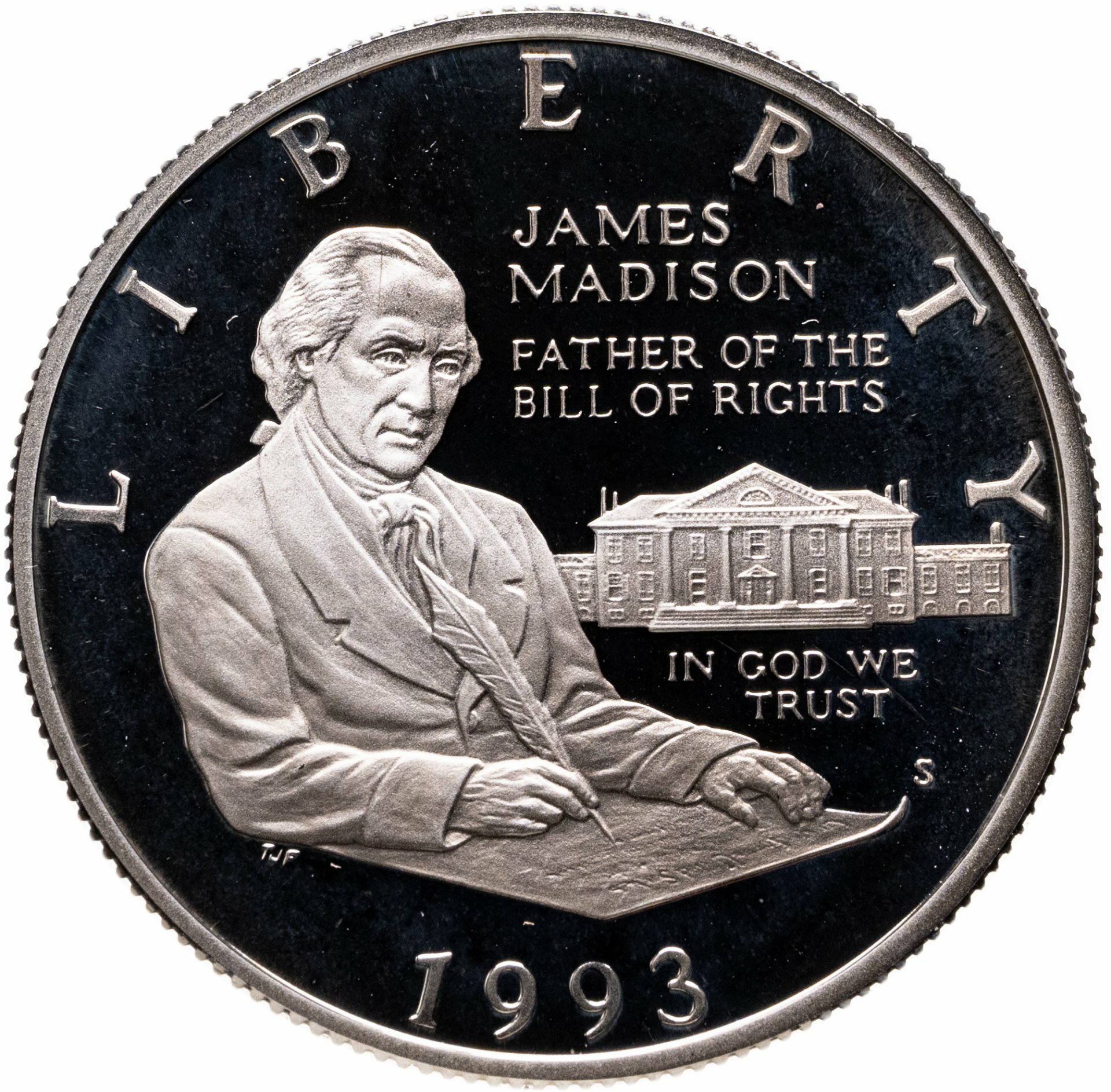 США 50 центов 1/2 доллара, half dollar 1993 Джеймс Мэдисон и Билль о правах, Серебро 900, в сохранности Proof