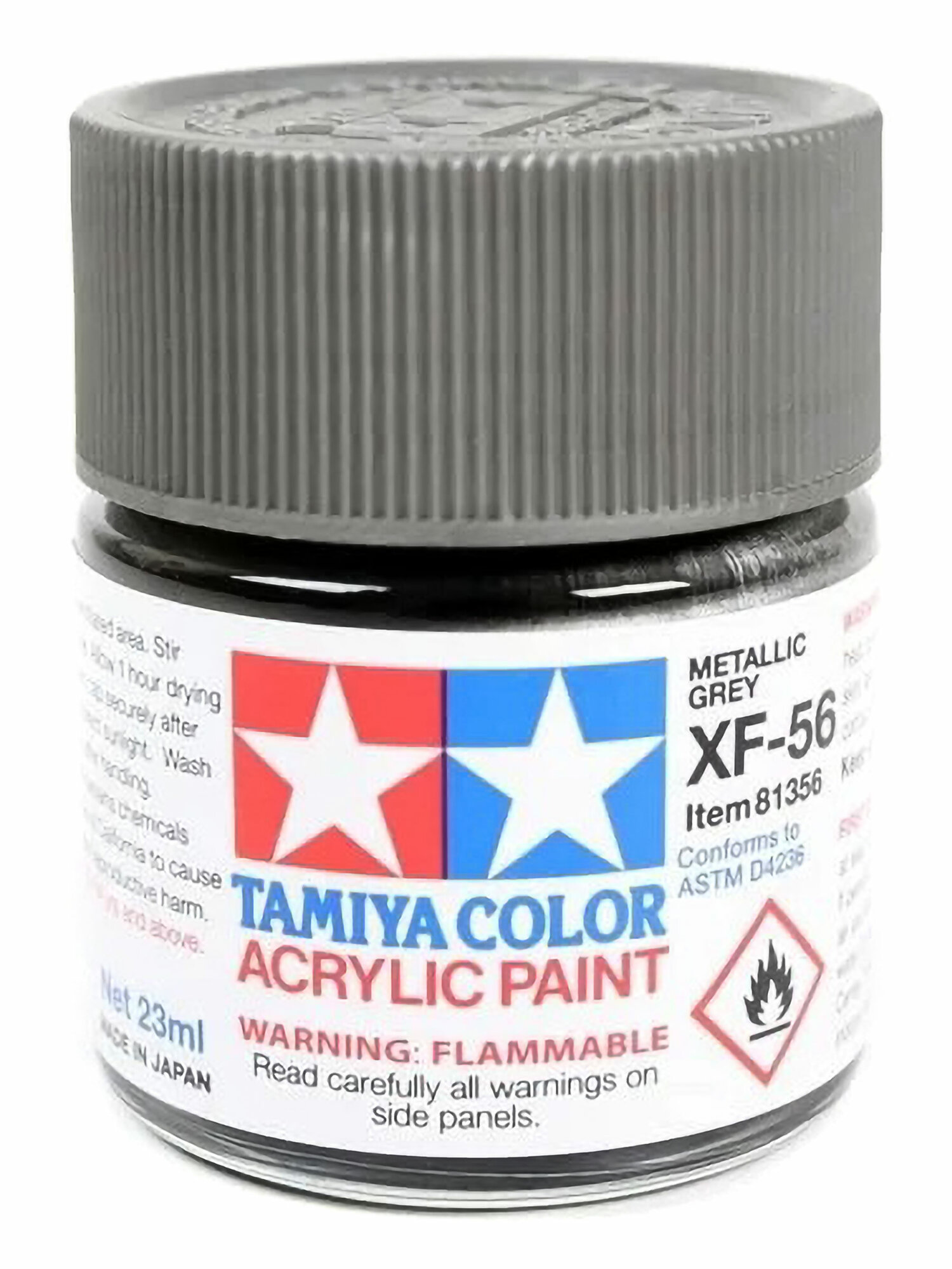 Краска акриловая Tamiya Color XF-56 Metallic Grey 81356 серый матовый металлик, 23 мл