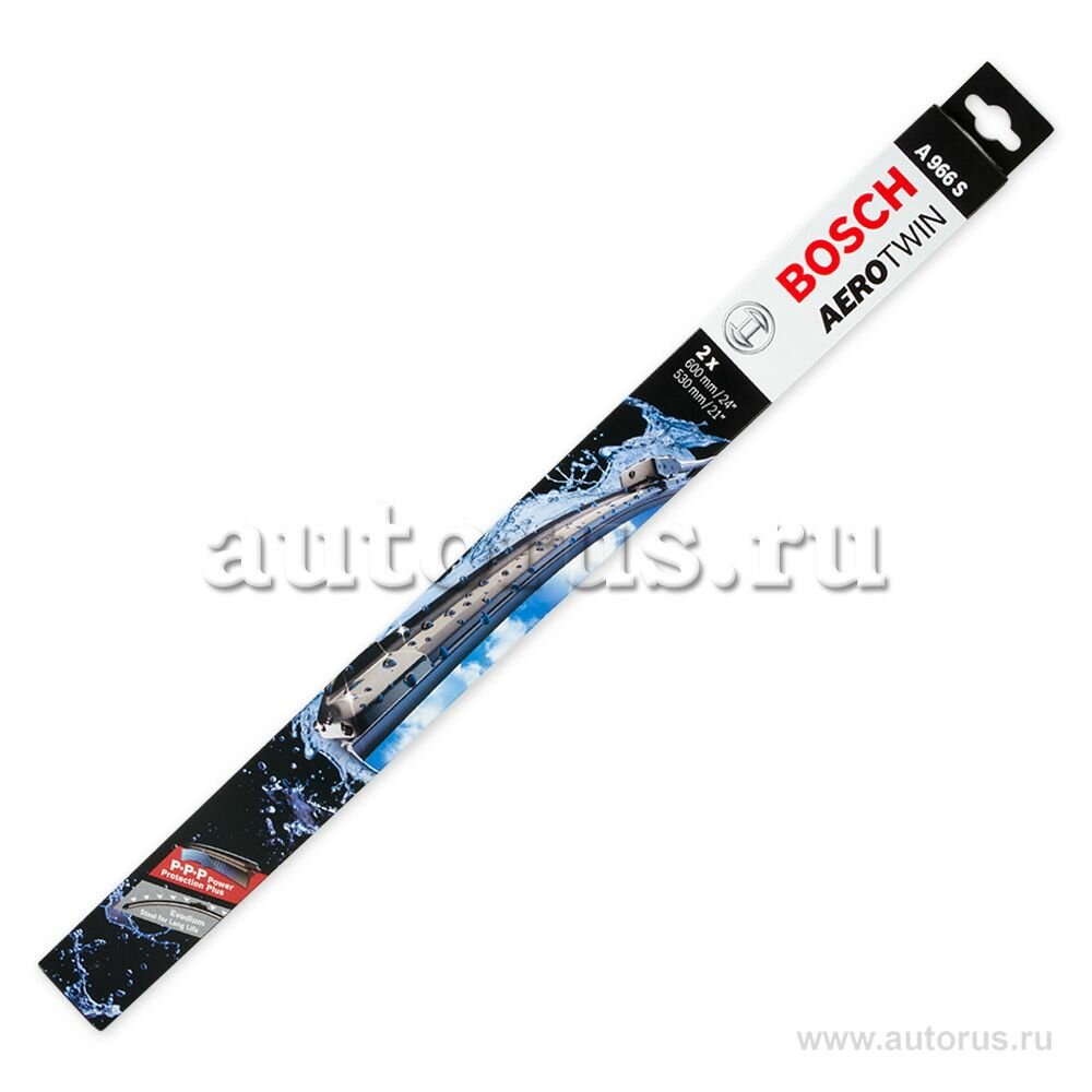 Щетка стеклоочистителя 600 530 мм бескаркасная комплект 2 шт BOSCH AeroTwin 3 397 118 966