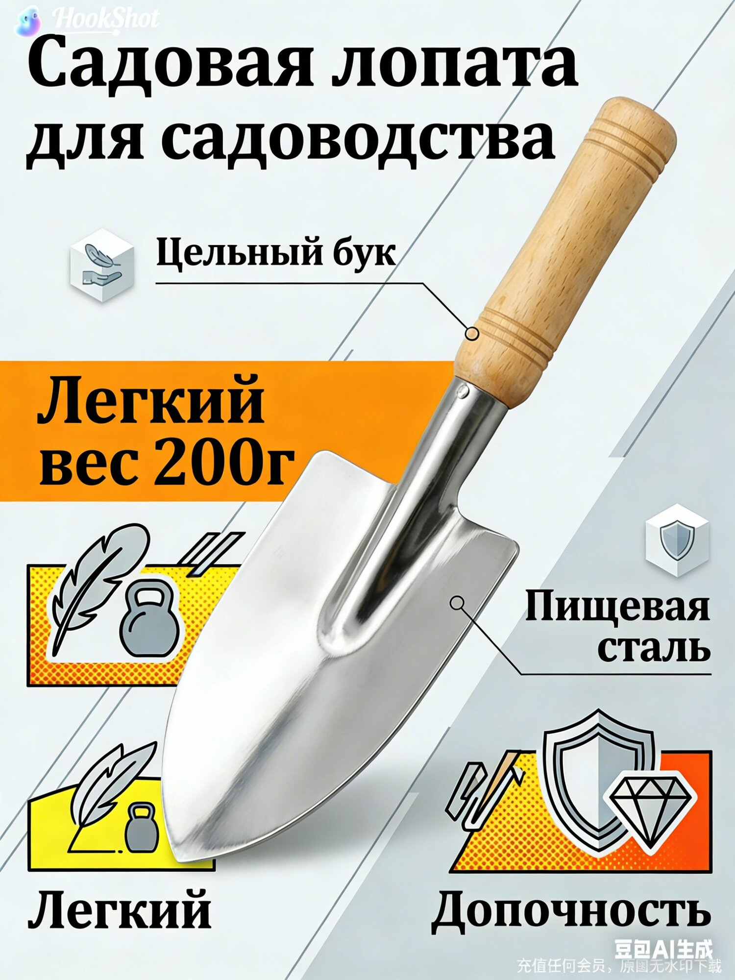 Совок садовый, Металл, рукоять Дерево садовый совок совок металлический