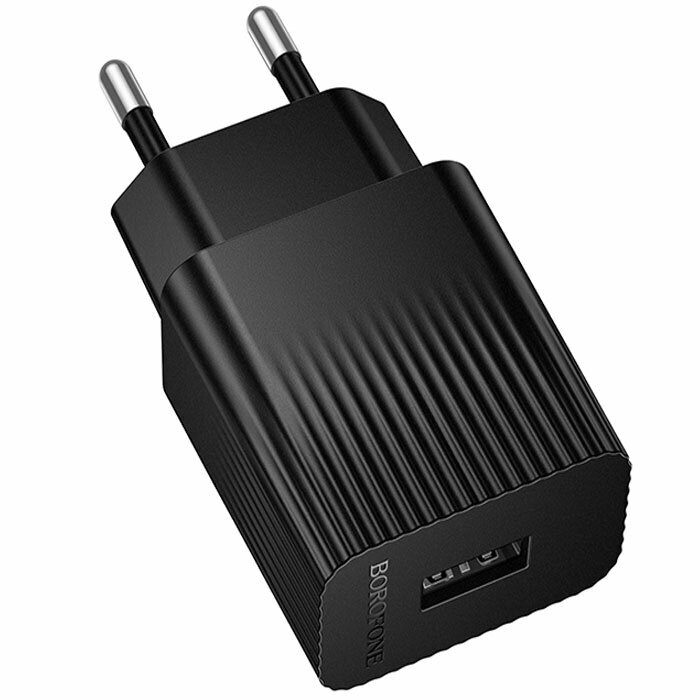 Адаптер питания USB-A 2.1А Borofone BAS71A Black зарядка - черный