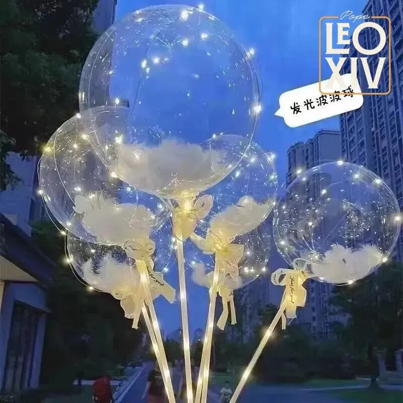 Шар светящийся BOBO 10 шт. стиль перья, прозрачный, однотонный, для девушек, женщин — фото 1