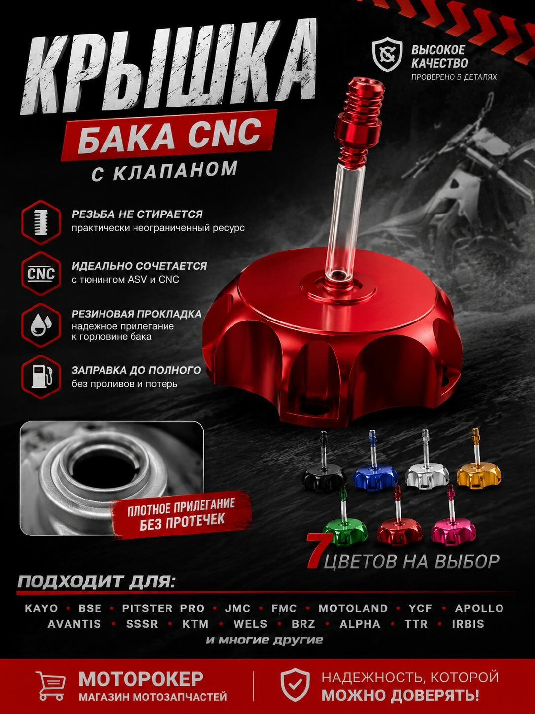 Крышка бака для питбайка CNC с клапаном