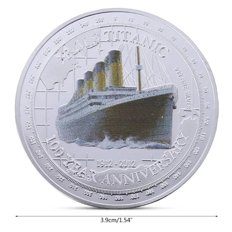 Подарочная сувенирная монета " Титаник 1912-2012 ", 39мм, подарок на День