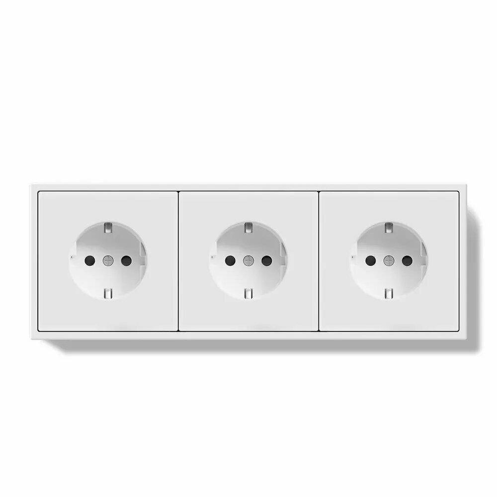 Встроенная Розетка BSEED тройная 3 поста , Настенный розетка с когтями,16А 250В, PC рамка Белая