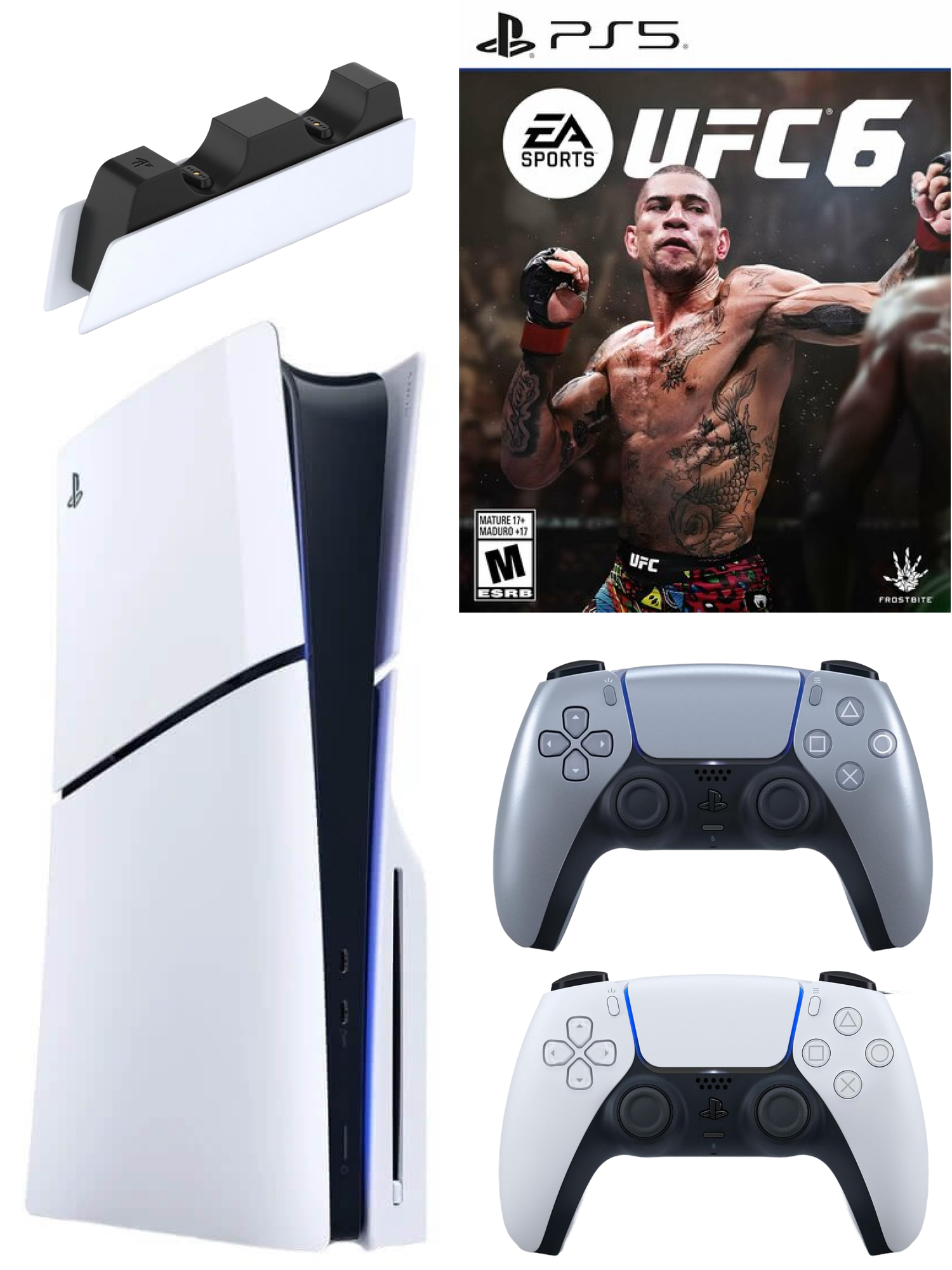 Игровая приставка Sony PS 5 Slim, 1ТБ(с дисководом)+2 геймпад+Зарядная станция+UFC 6(подробности в чате)