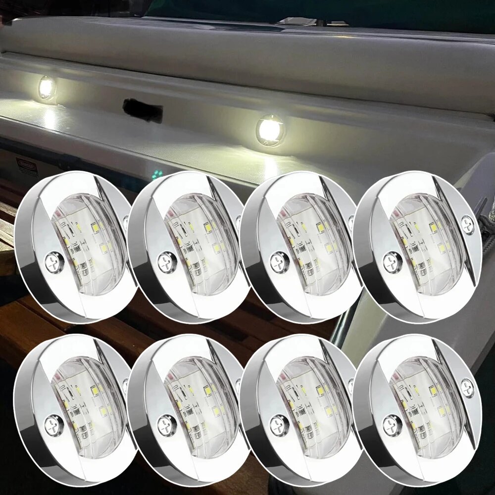 Круглый светодиодный фонарь для яхт 12В White Light 8 PCS