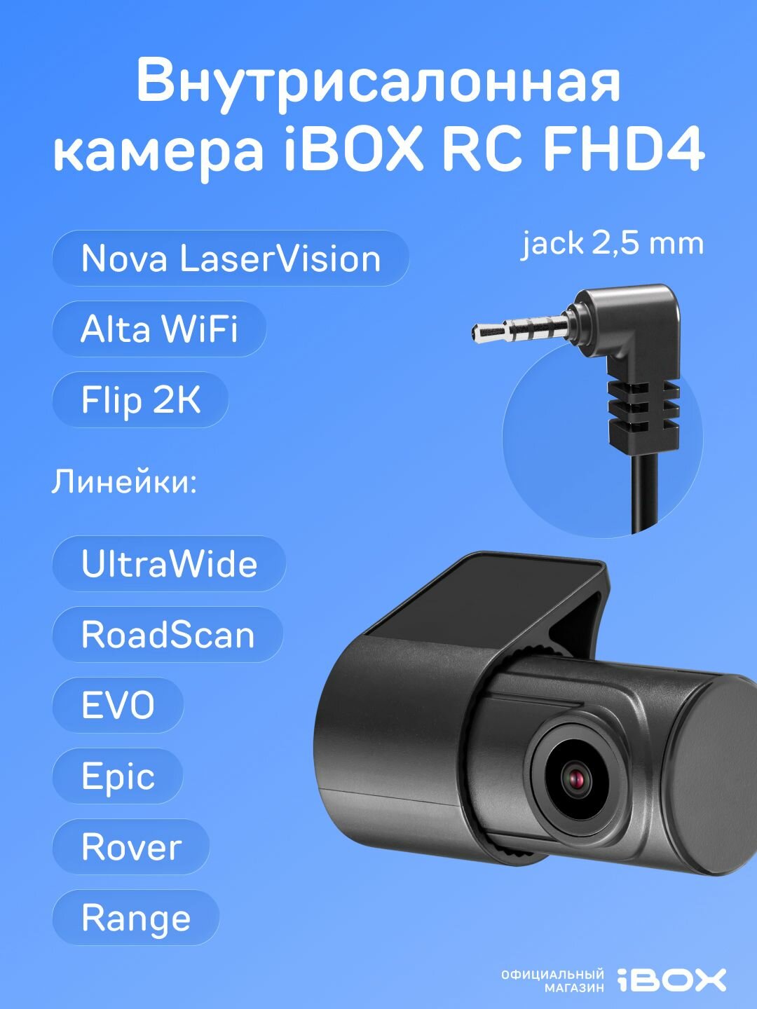 IBOX Камера заднего вида RC FHD4 (Внутрисалонная) с jack 2,5